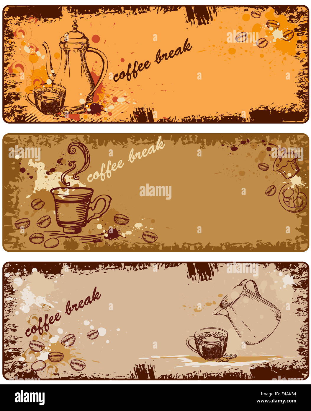 set of coffee banners in grunge style Stock Photo - Alamy