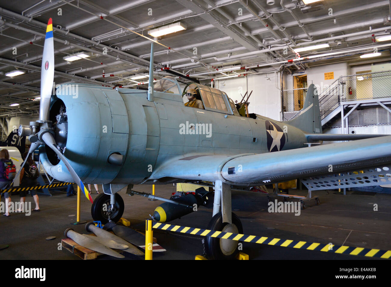 SBD Dauntless in the Hanger deck of USS Midway in San Diego harbour ...