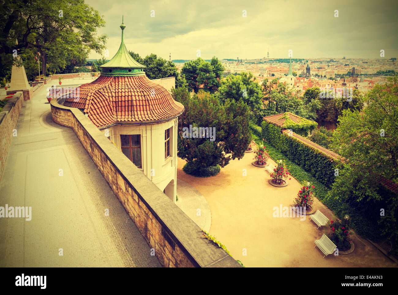 View of Prague, Czech Republic, vintage retro style Stock Photo - Alamy