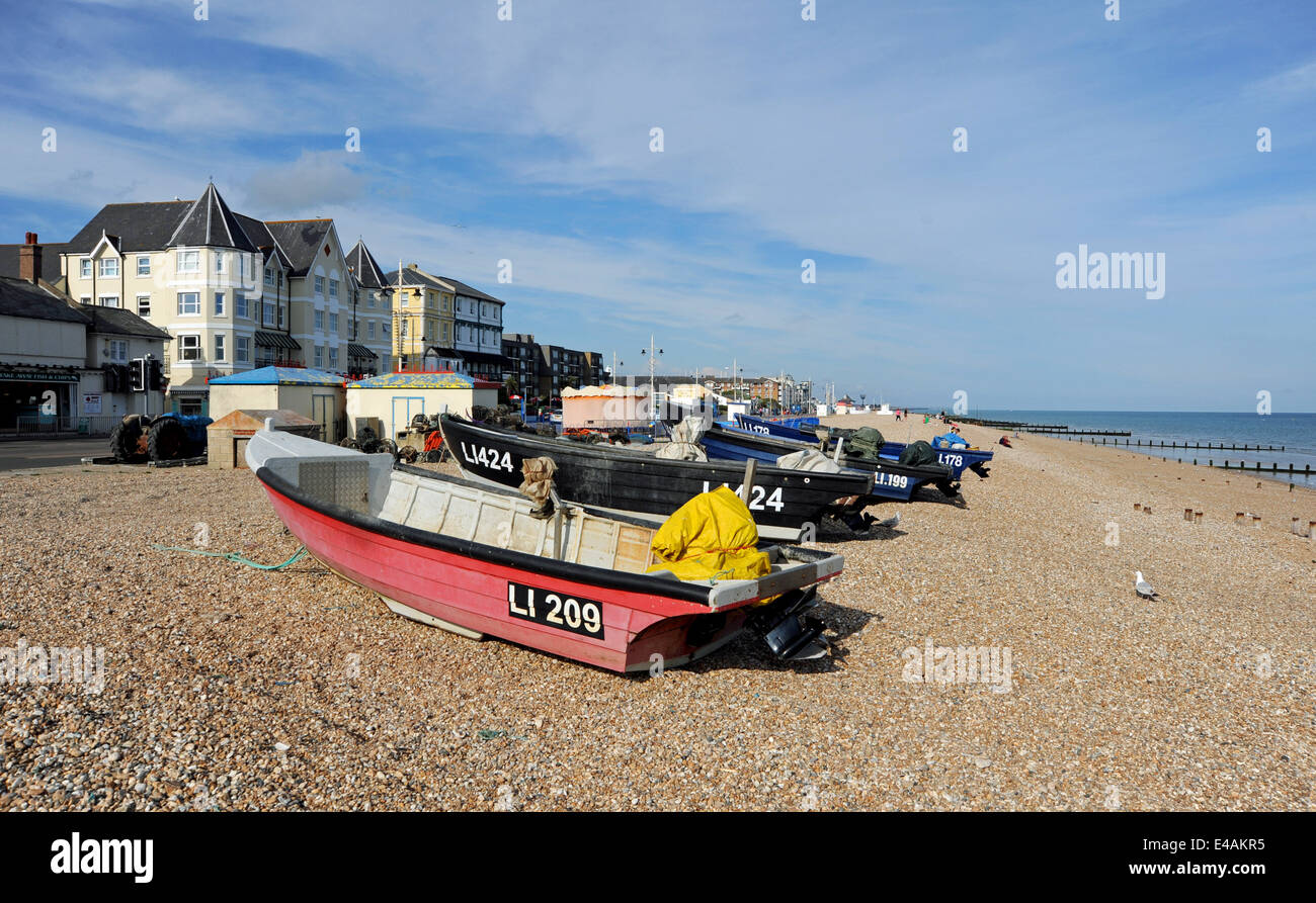 Bognor Regis beach fishing boats and seafront West Sussex UK Stock ...