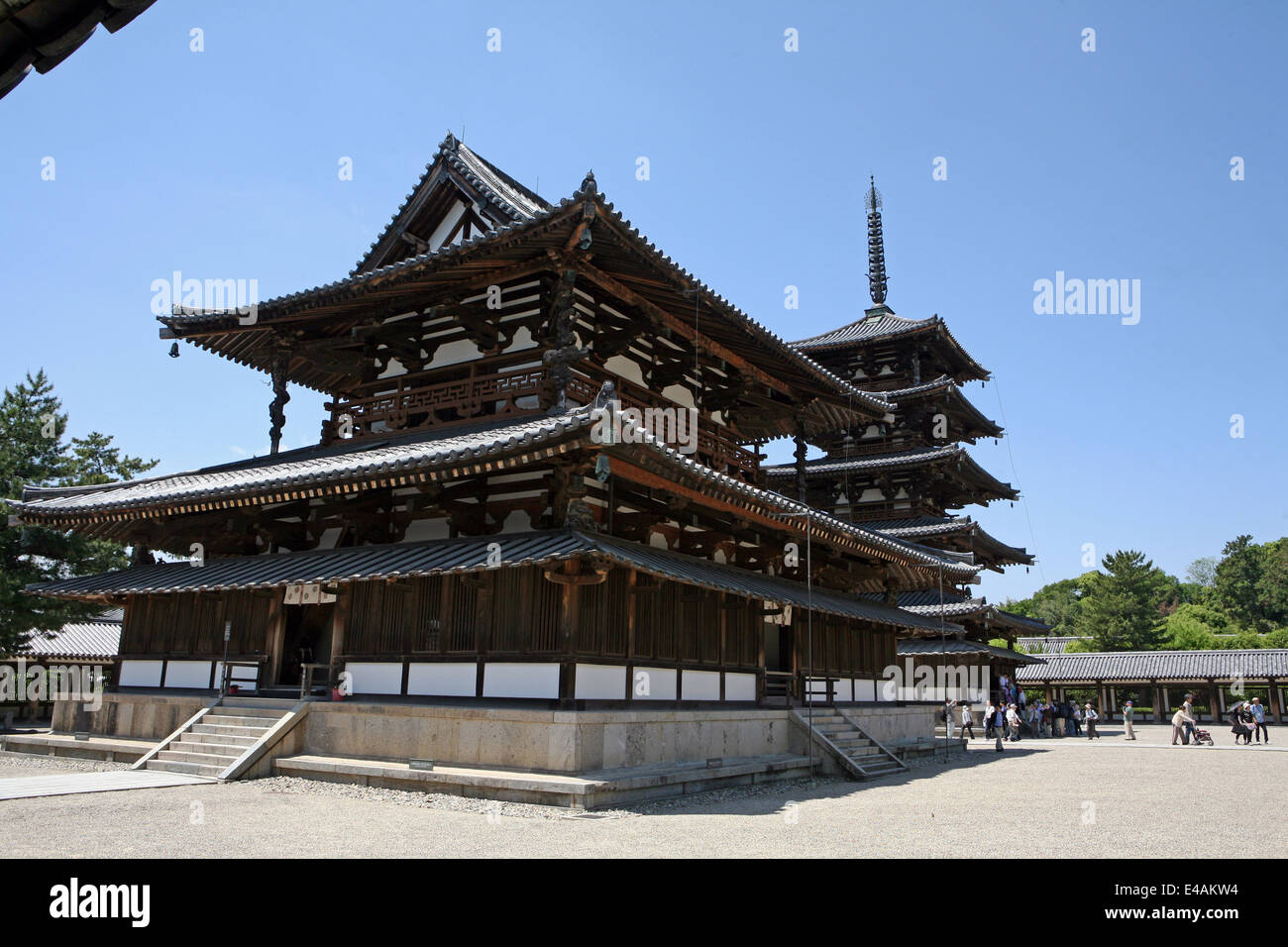 Horyuji temple complex Stock Photo - Alamy