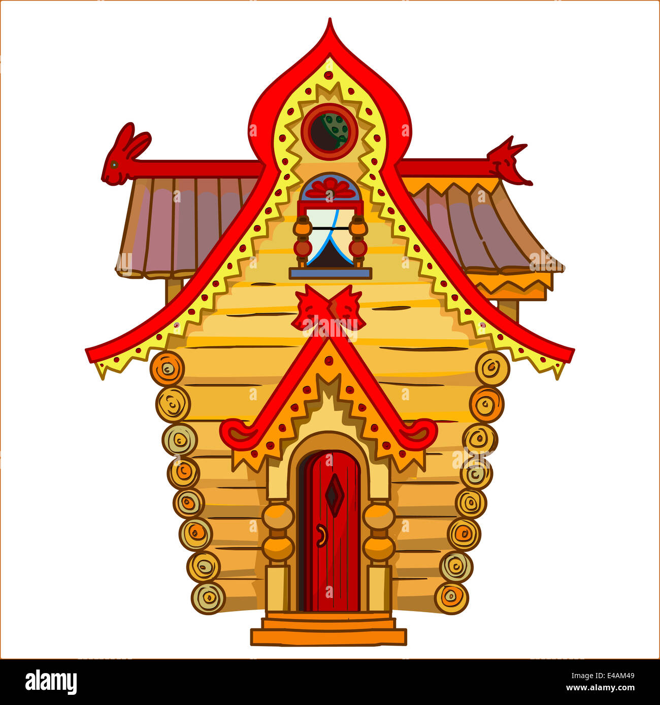 Nice and funny cartoon house on a white background Stock Photo - Alamy