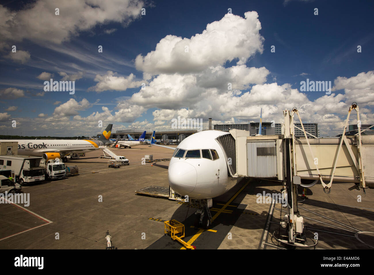 A plane at Manchester airport, UK Stock Photo - Alamy