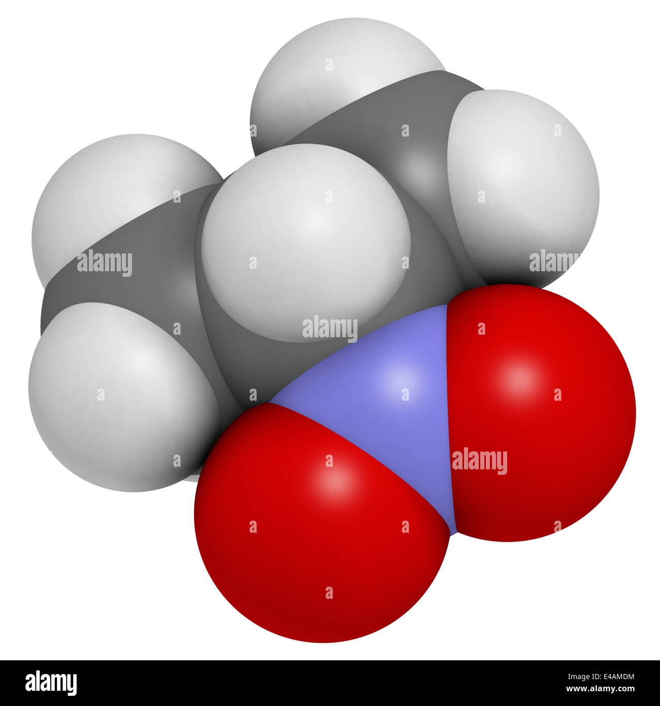 Nitropropane (2-nitropropane, 2-NP) chemical solvent molecule. Used as ...