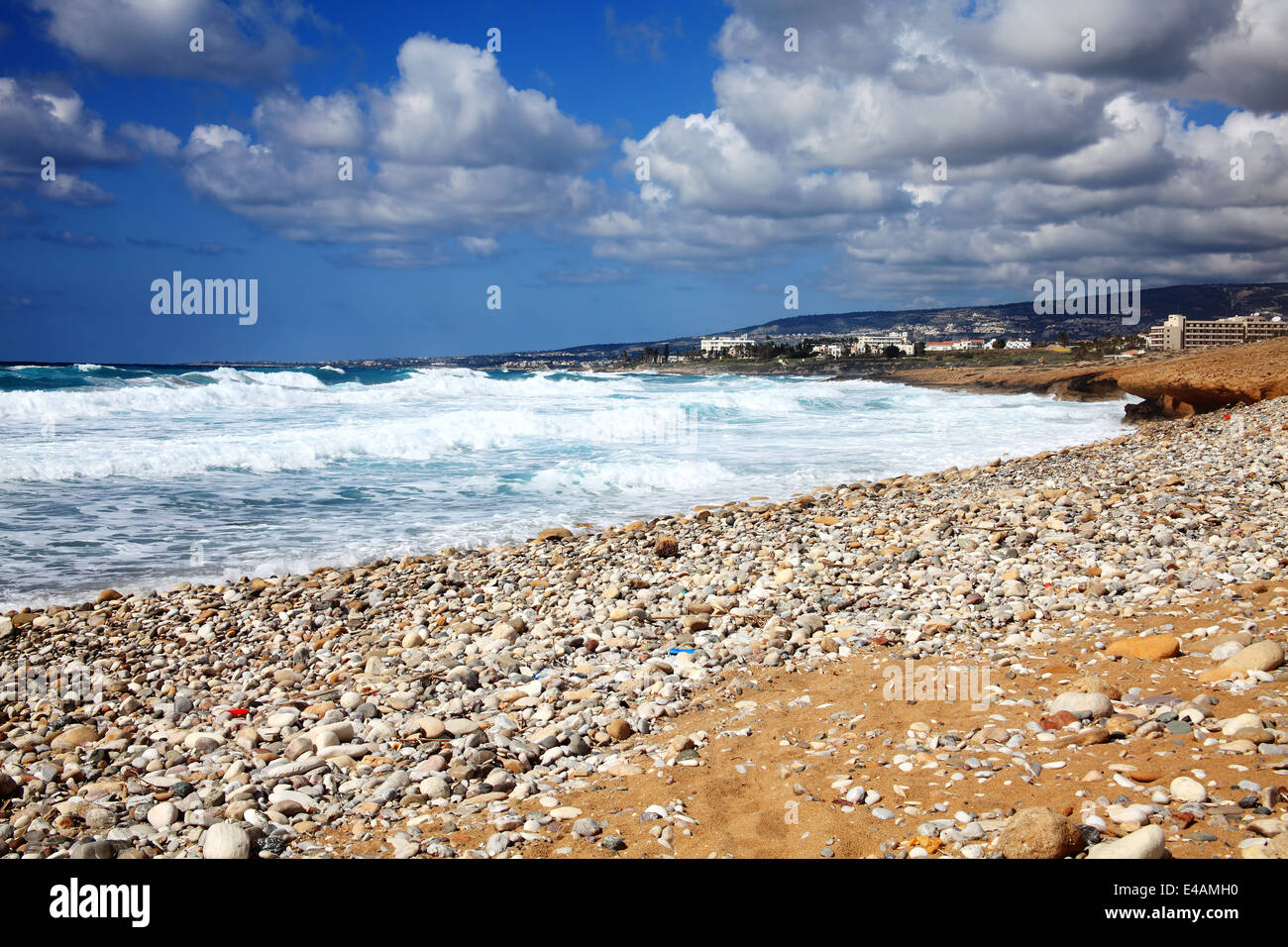 Helios Bay near Paphos, Cyprus is a popular tourist resort, used for ...