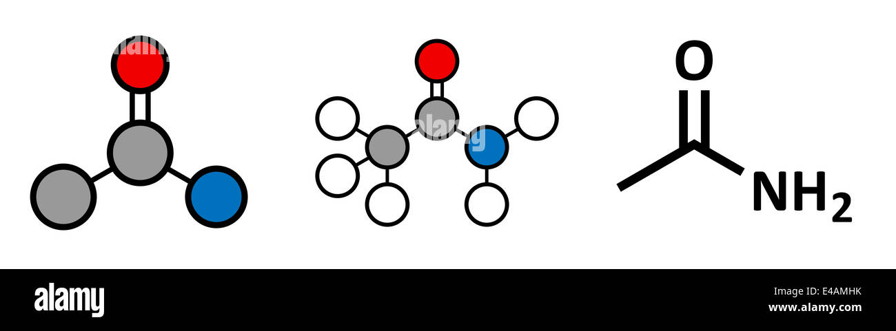 Acetamide (ethanamide) molecule. Used as plasticizer and industrial ...