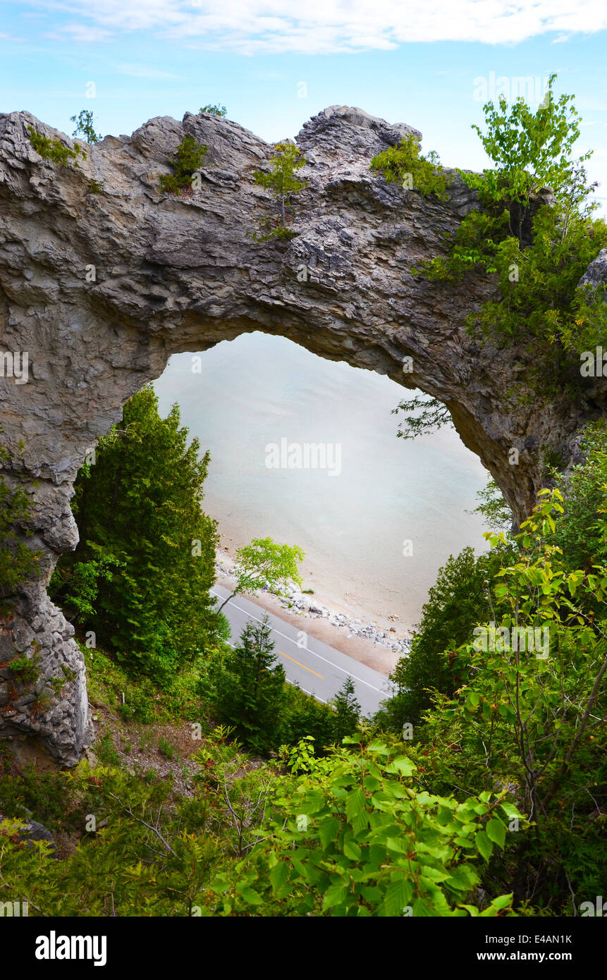 MACKINAC ISLAND, MI, USA- JUNE 21: Arch Rock in Mackinac Island, MI ...
