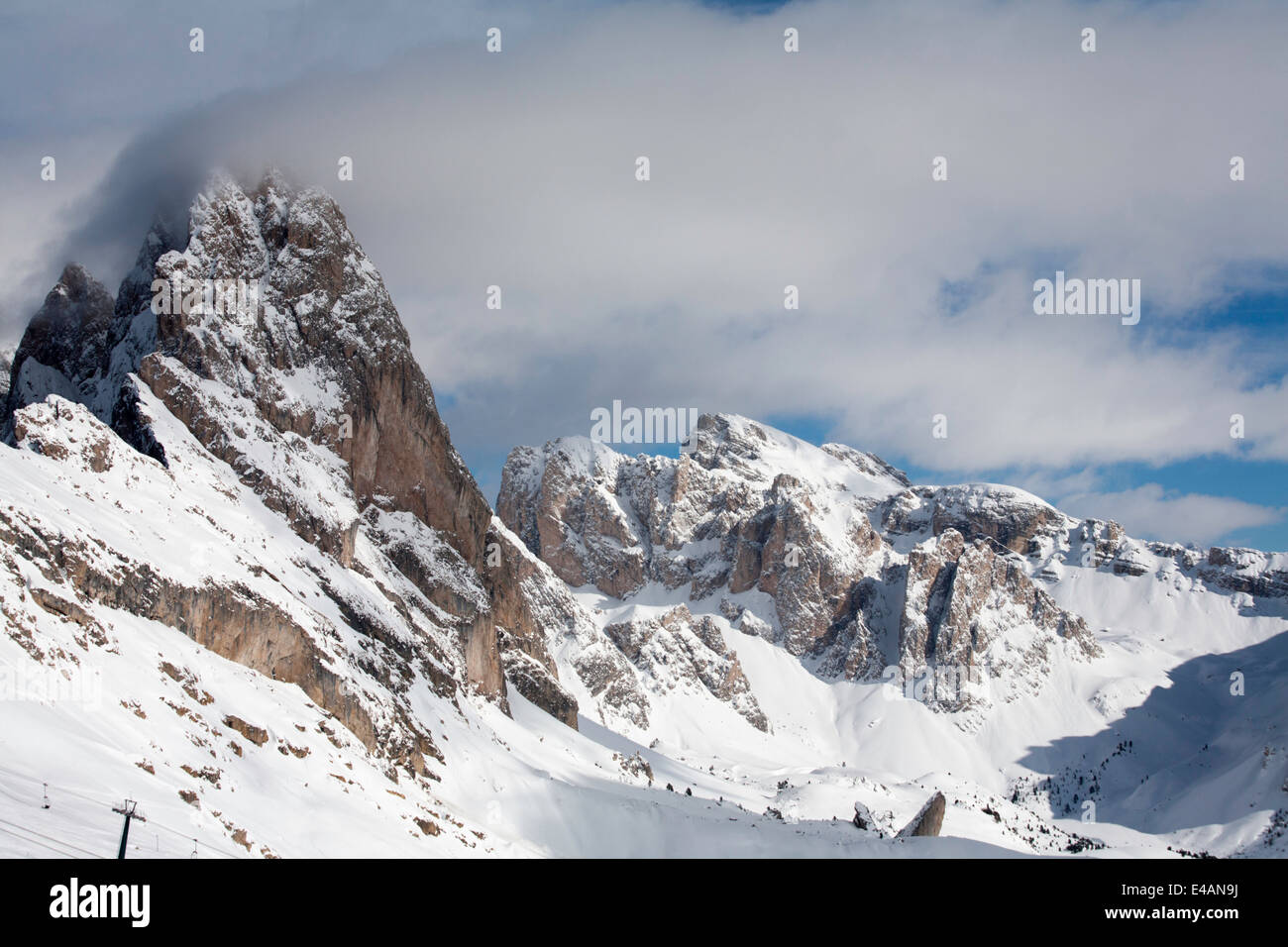 Cloud and mist passing across The Odle Geislerspitzen Seceda Col Raiser ...