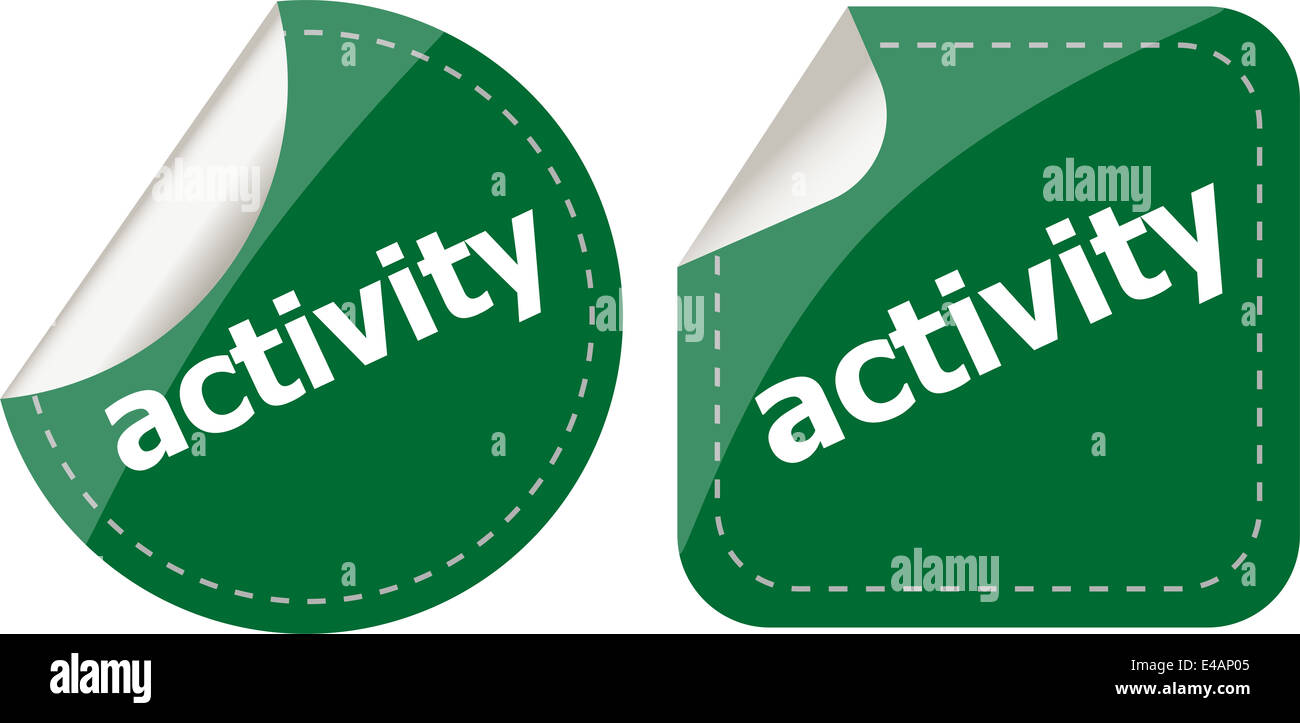 activity stickers set, icon button isolated on white Stock Photo - Alamy