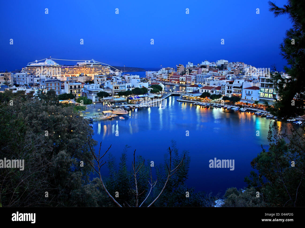 Huge Cruise ship at Agios Nikolaos town, Lasithi, Crete, Greece. You ...