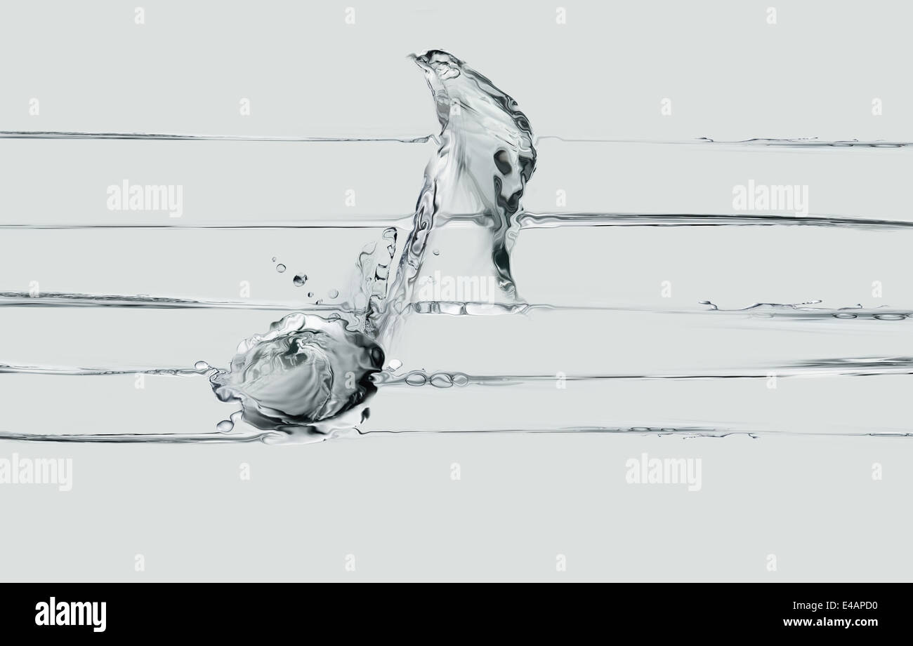 A blue musical note made of water floating on a music sheet line Stock ...