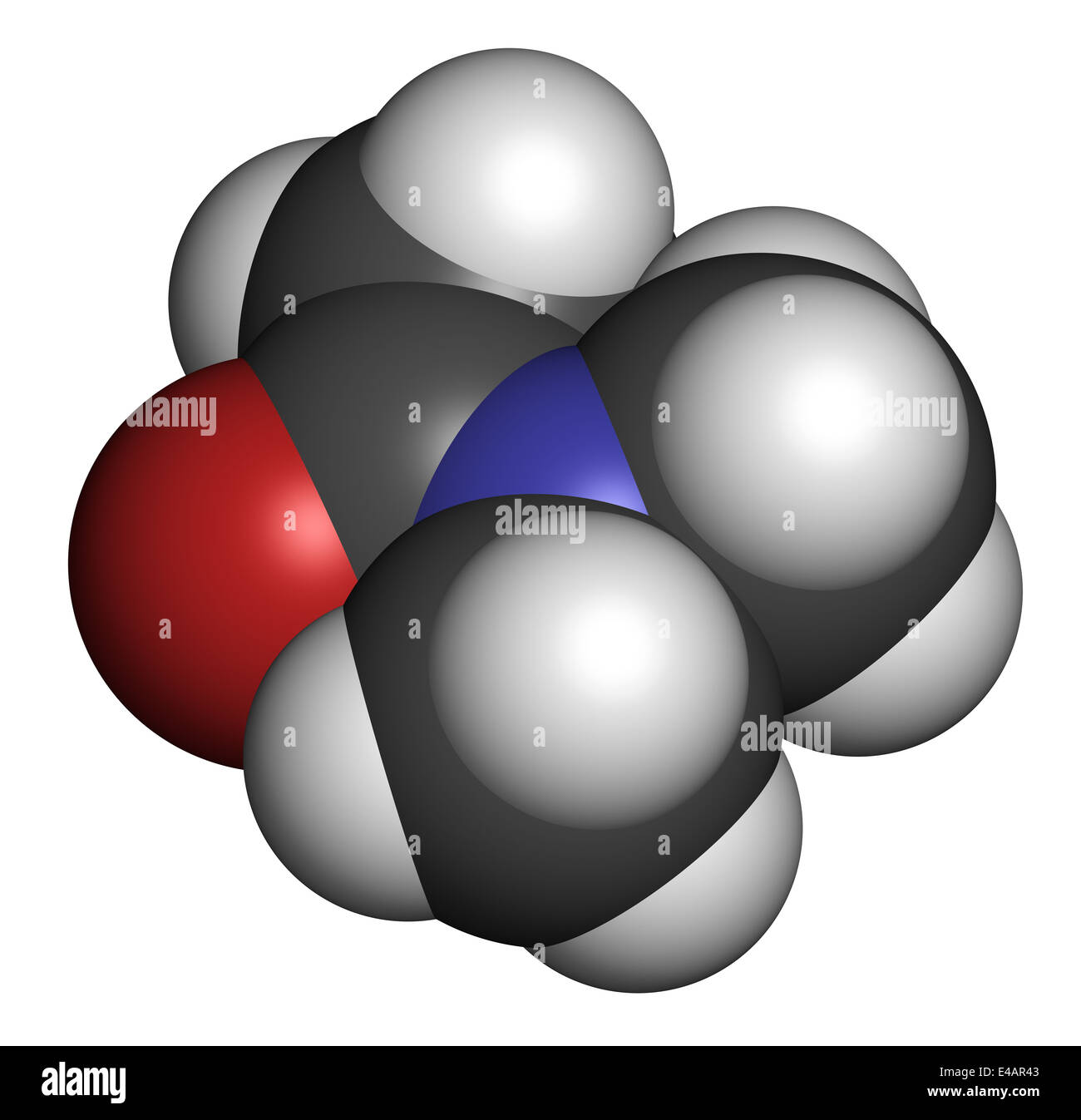 Dimethylacetamide (DMAc) chemical solvent molecule. Atoms are ...