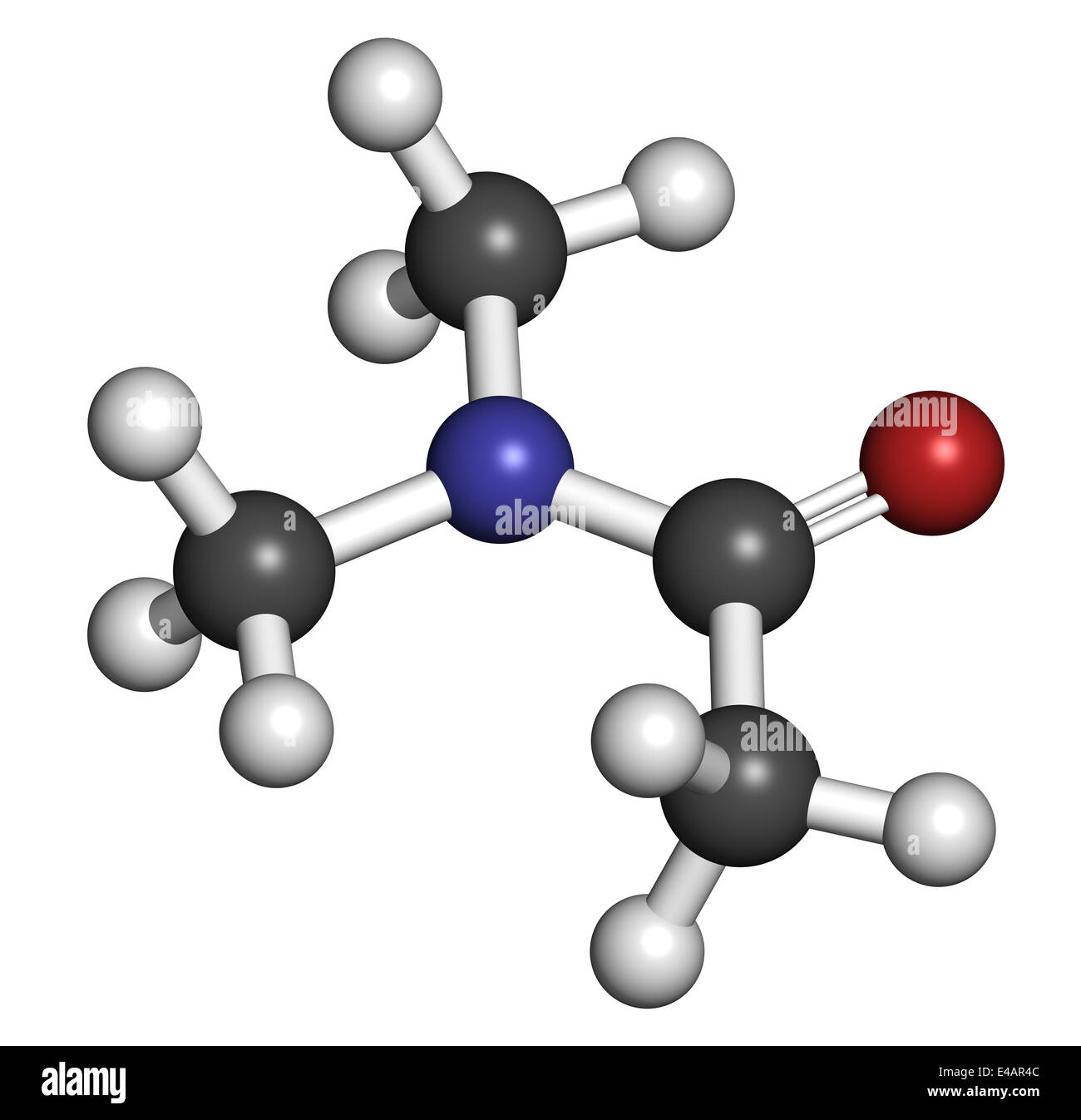 Dimethylacetamide (DMAc) chemical solvent molecule. Atoms are ...