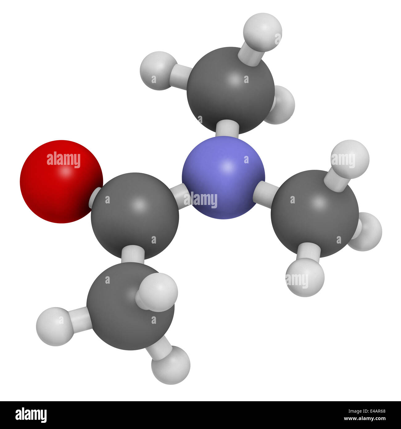 Dimethylacetamide (DMAc) chemical solvent molecule. Atoms are ...