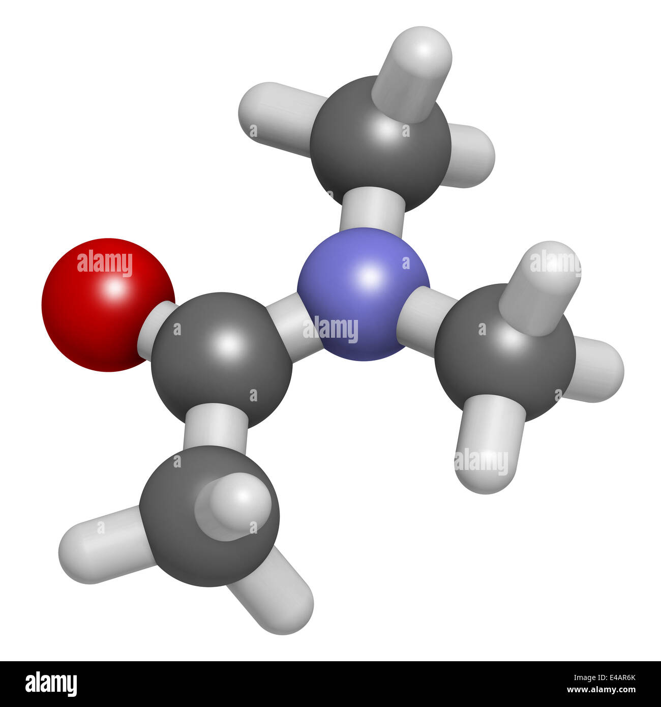 Dimethylacetamide (DMAc) chemical solvent molecule. Atoms are ...