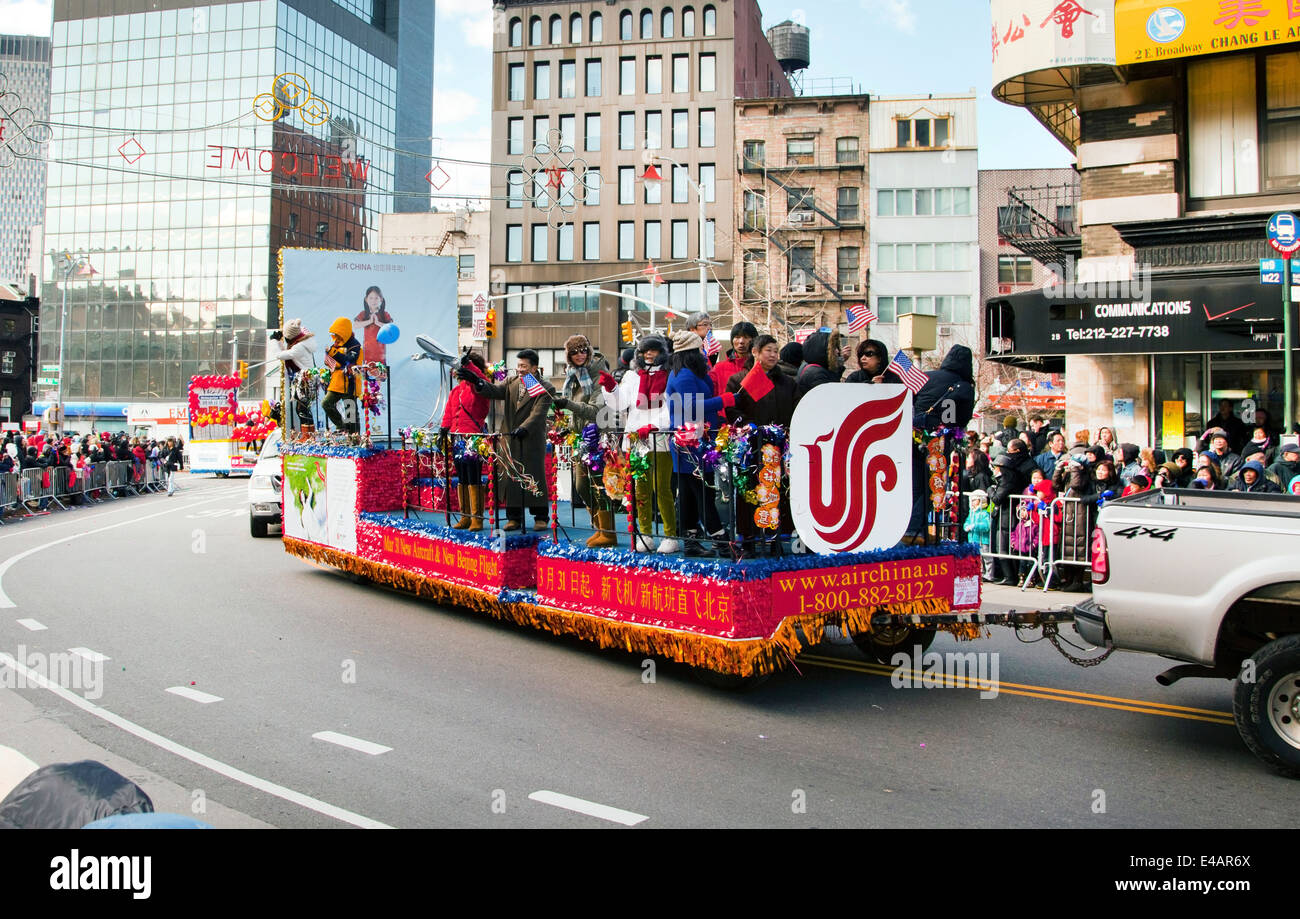 NEW YORK, NEW YORK - FEBRUARY 17: Parade float during Chinese New Year ...