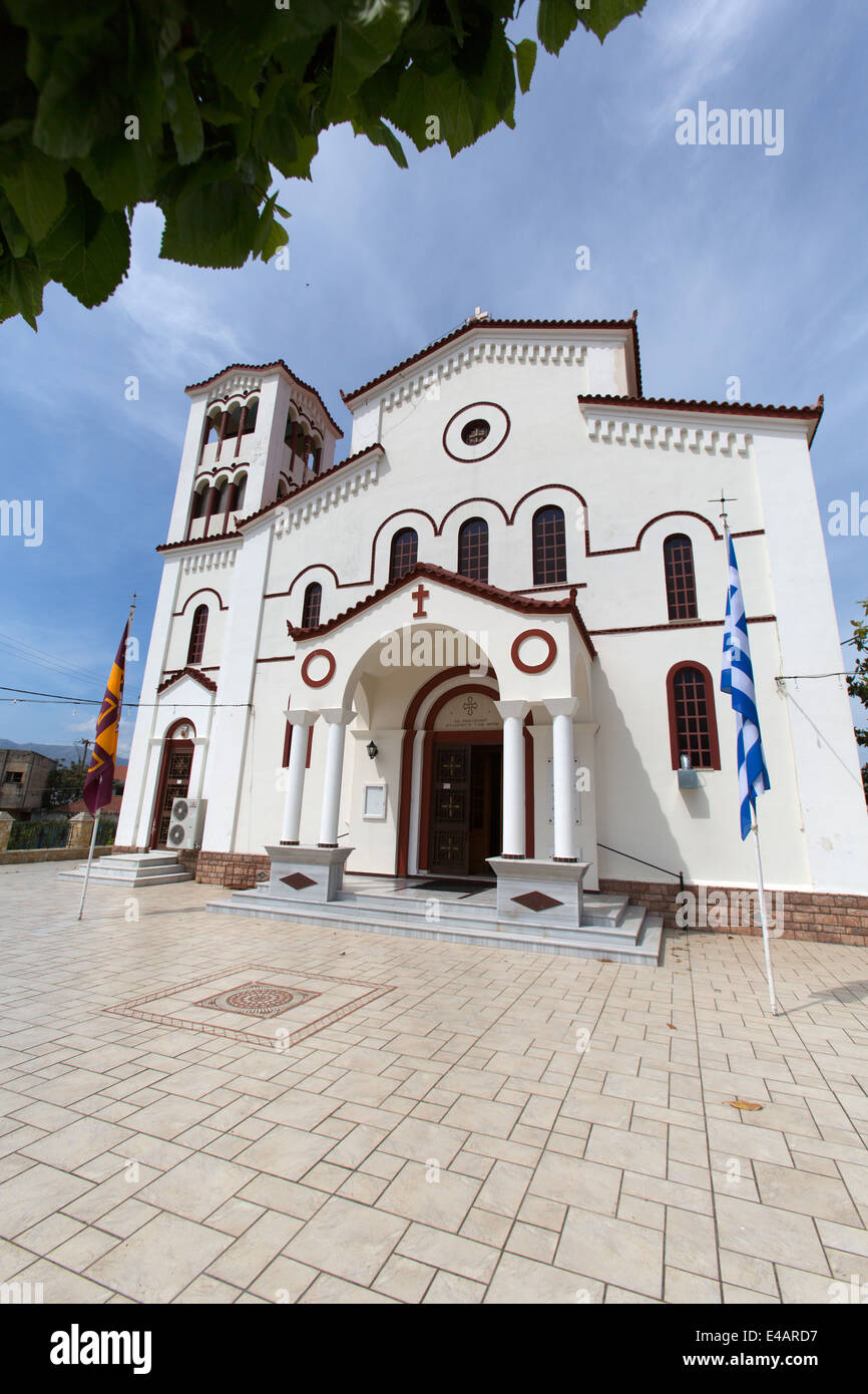 Town of Sami, Kefalonia. Picturesque view of the newly built Church of ...