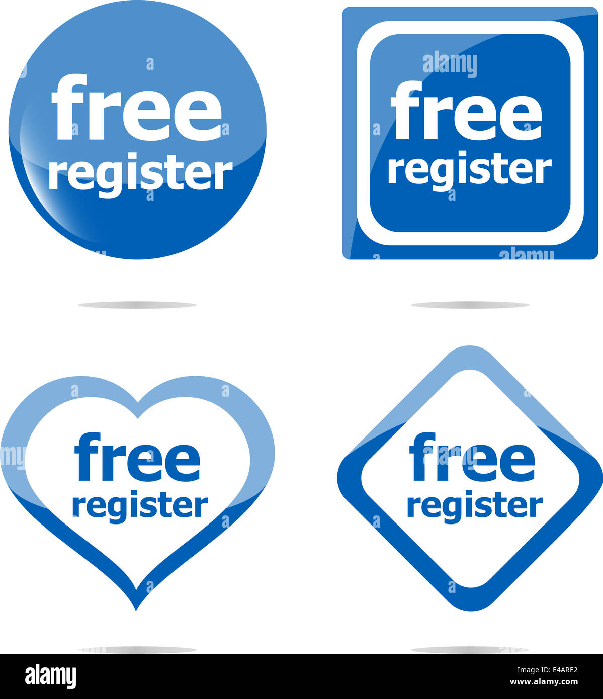 stickers label set business tag with free register word Stock Photo - Alamy