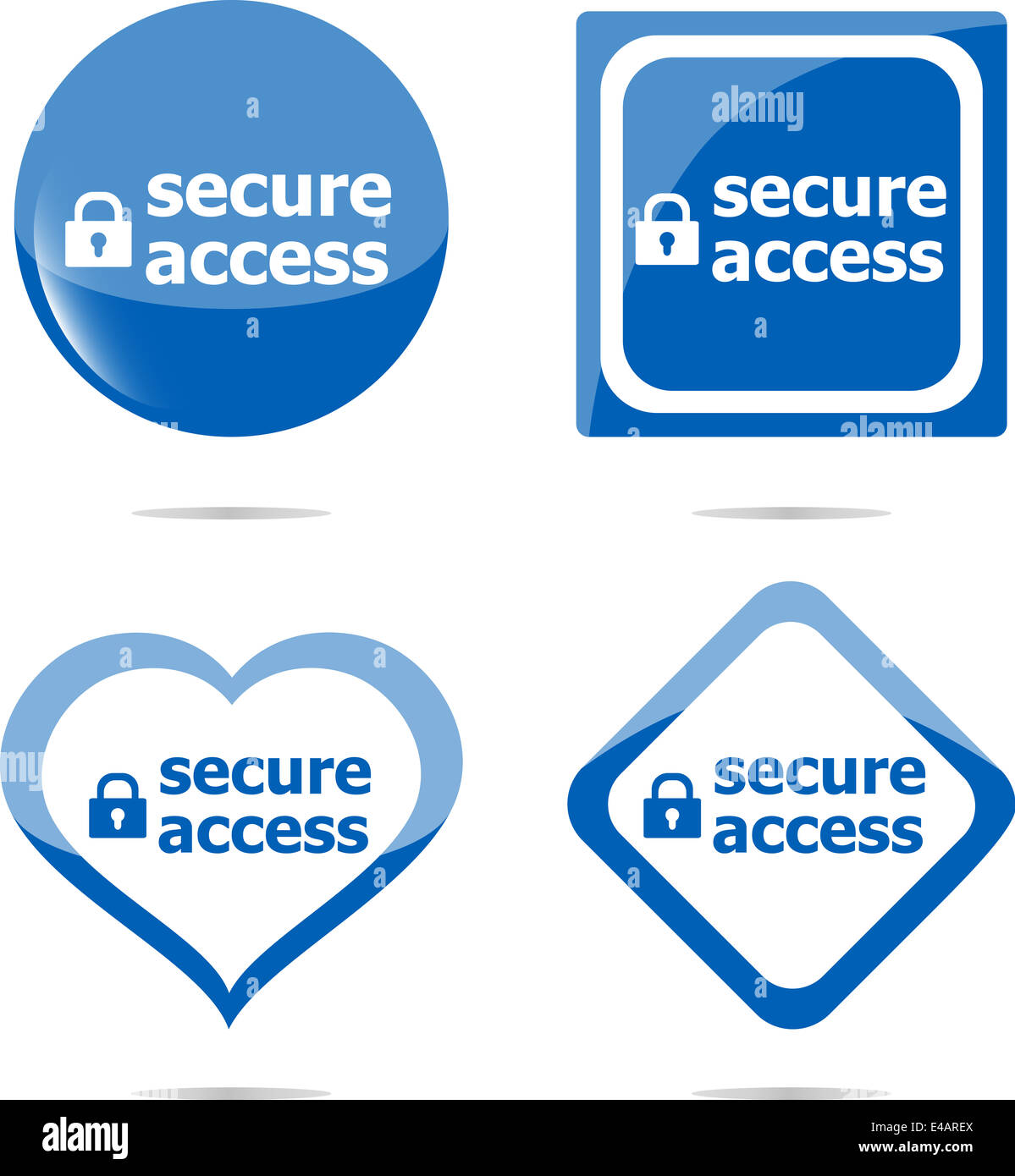 secure access with lock on black stickers set Stock Photo - Alamy