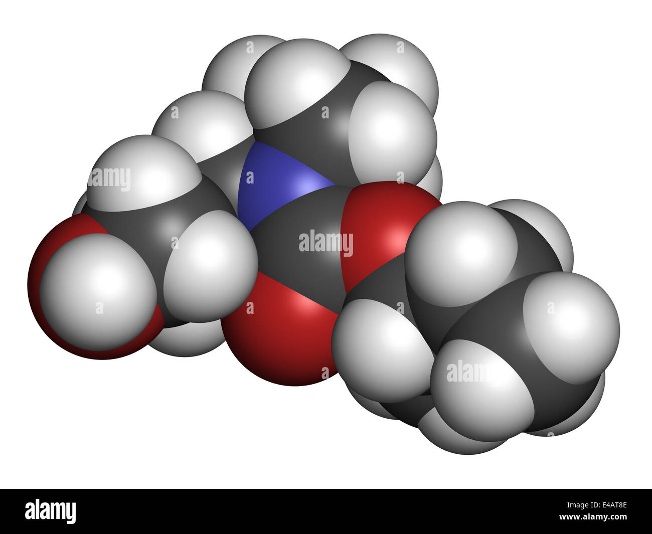 Icaridin (picaridine) insect repellent molecule. Atoms are represented ...