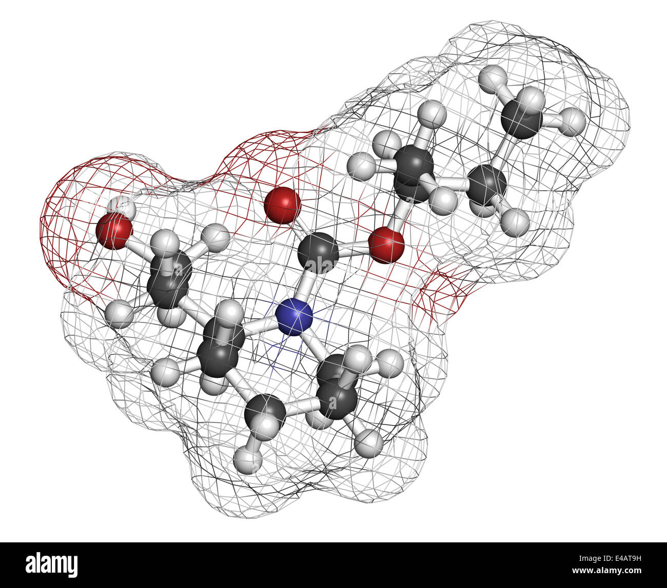 Icaridin (picaridine) insect repellent molecule. Atoms are represented ...