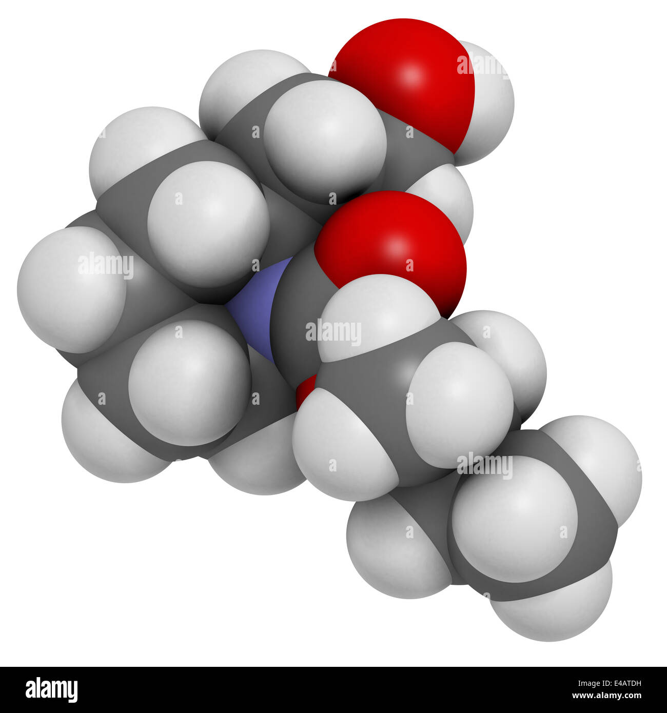 Icaridin (picaridine) insect repellent molecule. Atoms are represented ...