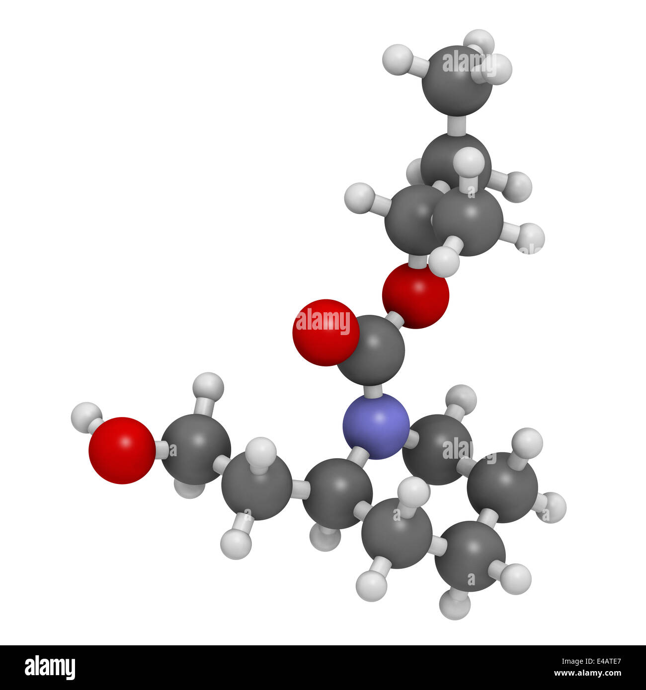 Icaridin (picaridine) insect repellent molecule. Atoms are represented ...