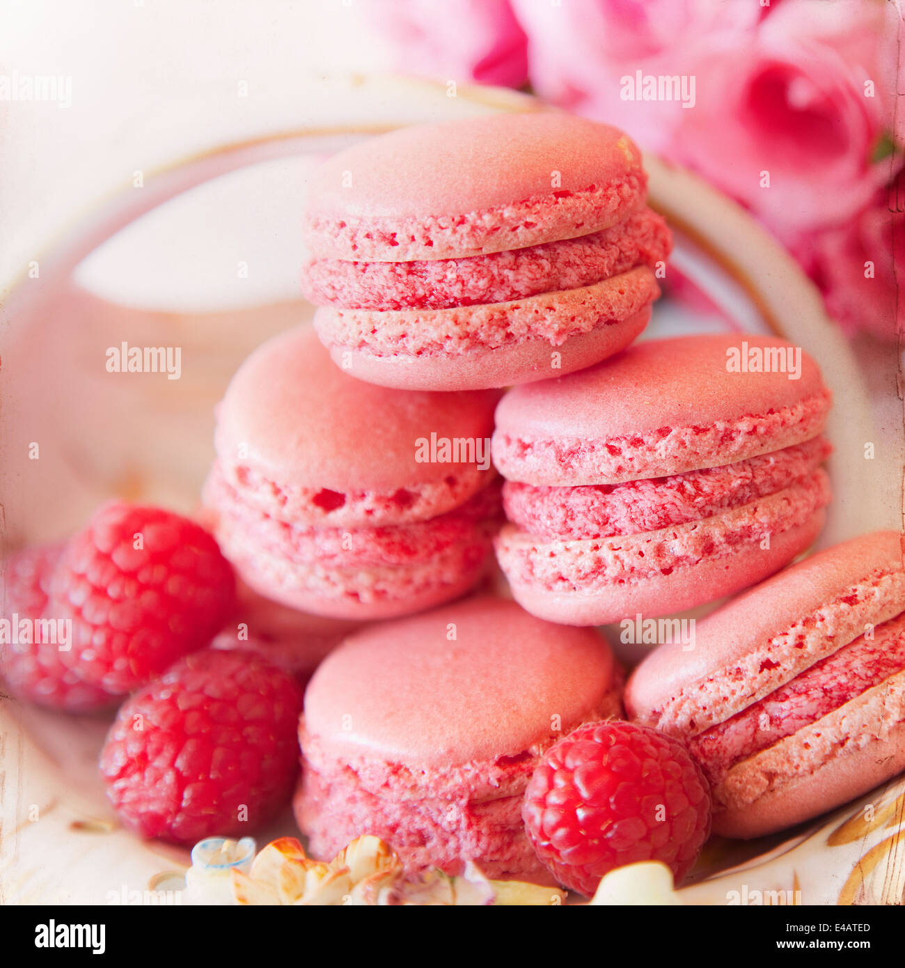 Sweet Macarons Paper Background Stock Photo - Alamy
