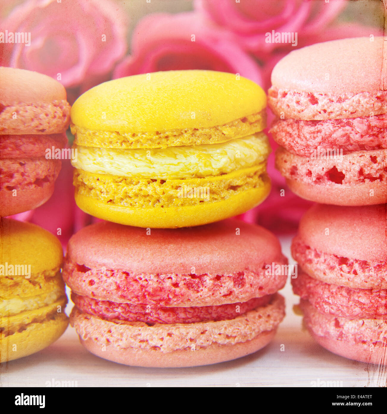 Sweet Macarons Paper Background Stock Photo - Alamy