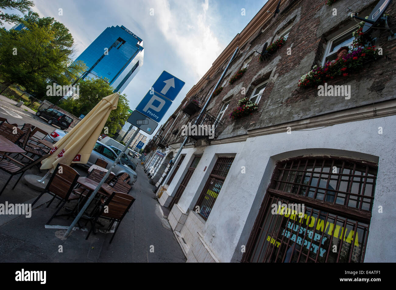 Old and neglected town houses on Chmielna Street in Warsaw, Poland ...