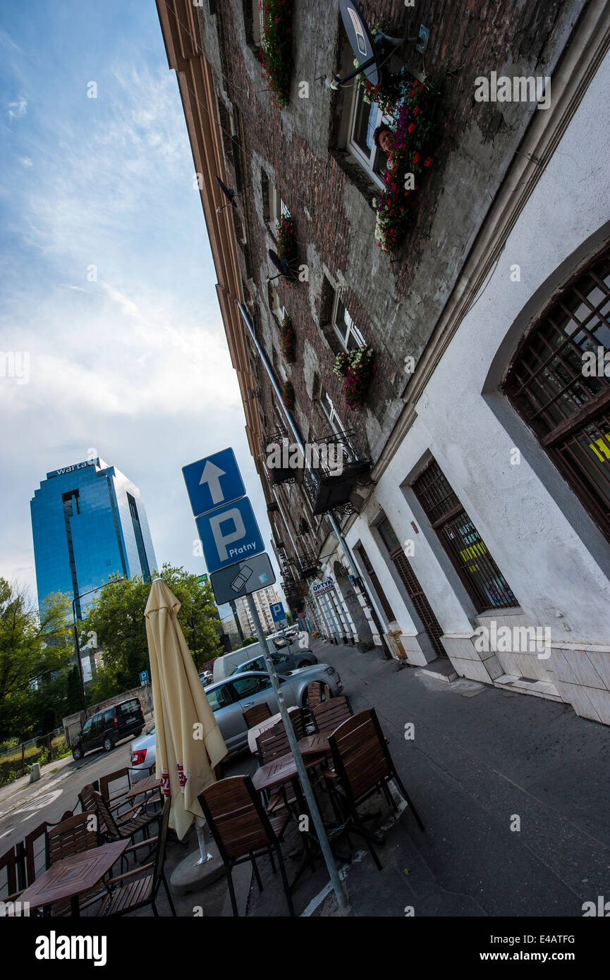 Old and neglected town houses on Chmielna Street in Warsaw, Poland ...