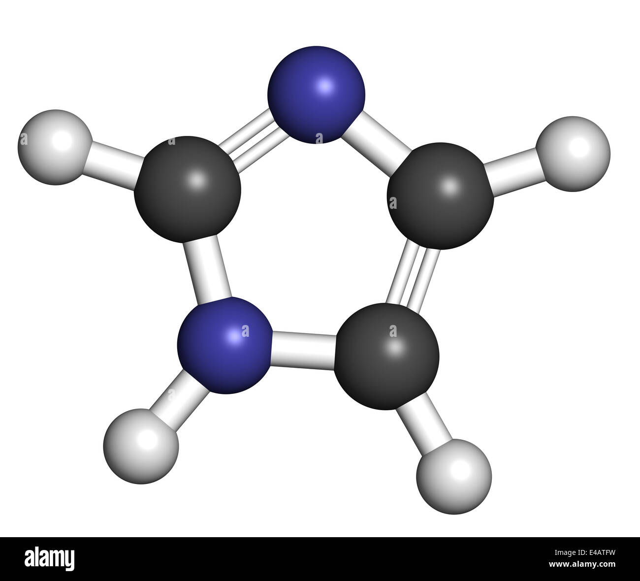 Imidazole organic heterocyclic molecule. Atoms are represented as ...