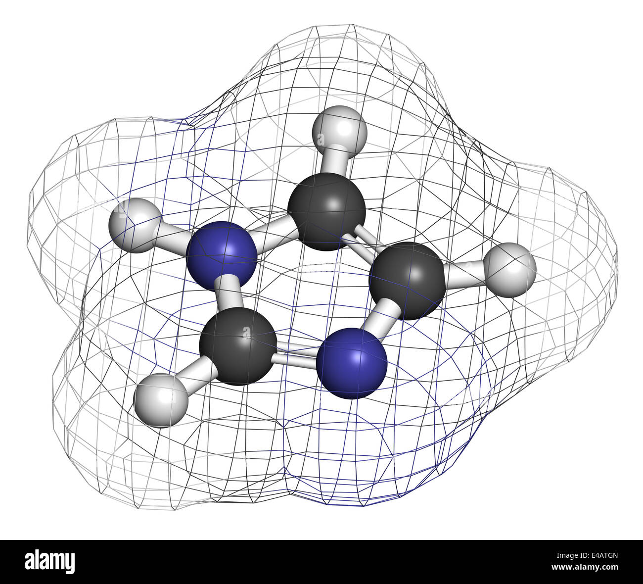 Imidazole organic heterocyclic molecule. Atoms are represented as ...