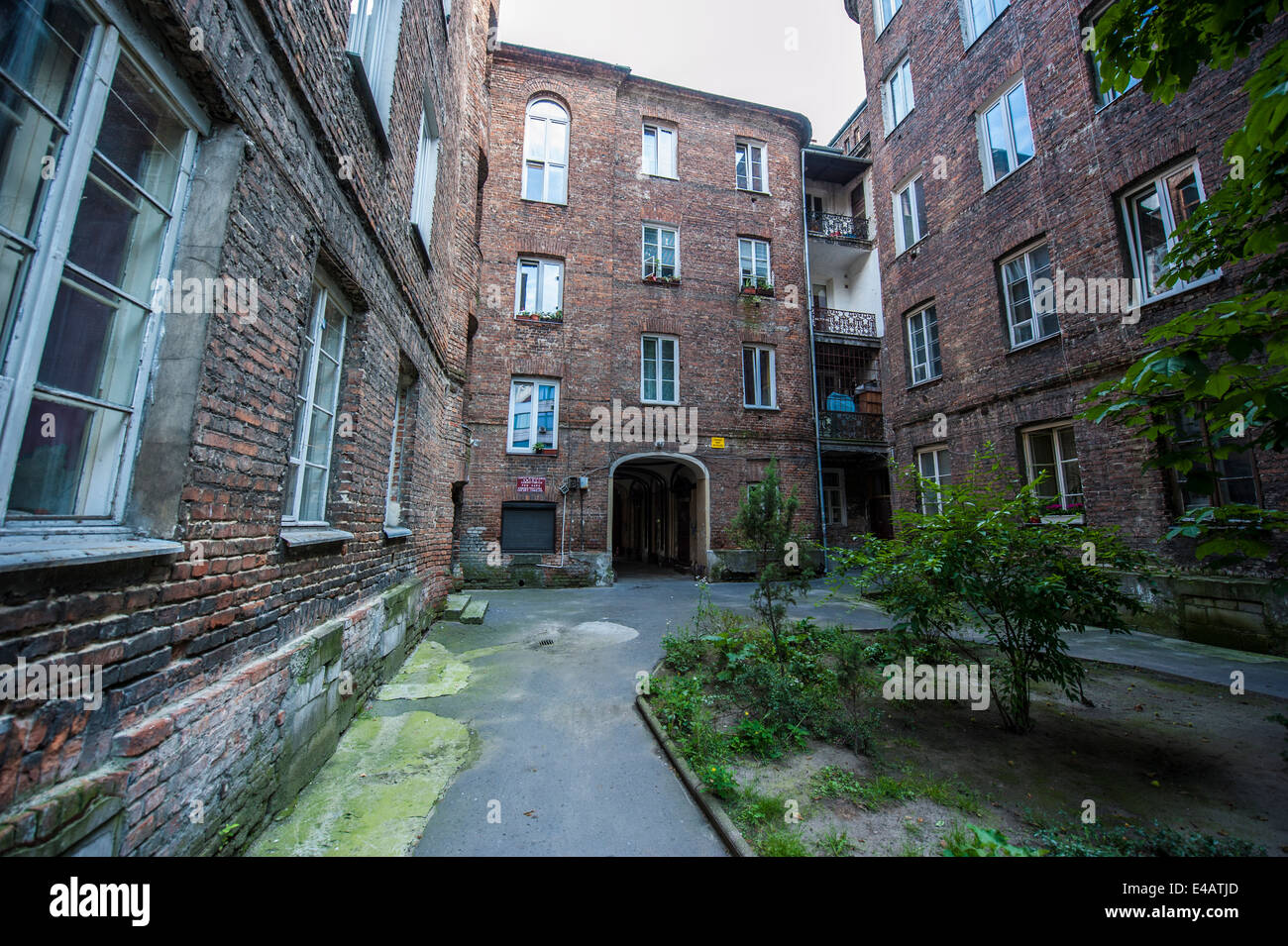 Old and neglected town houses on Chmielna Street in Warsaw, Poland ...