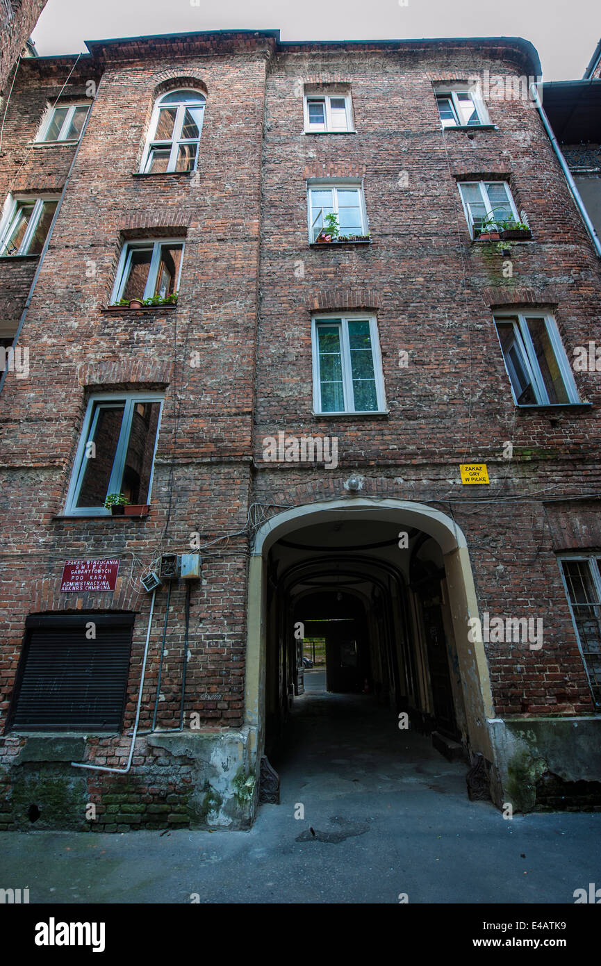 Old and neglected town houses on Chmielna Street in Warsaw, Poland ...