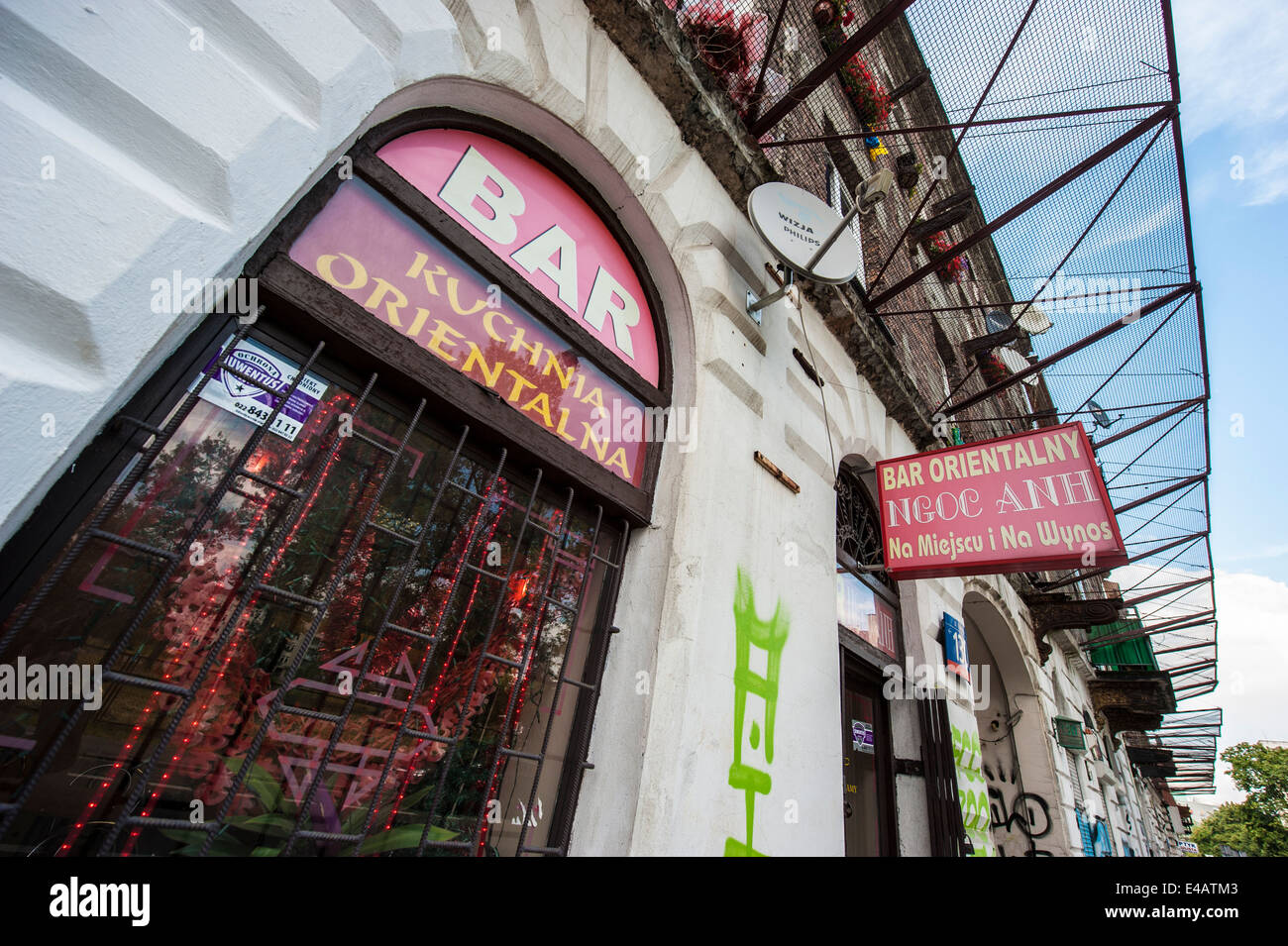 Old and neglected town houses on Chmielna Street in Warsaw, Poland ...