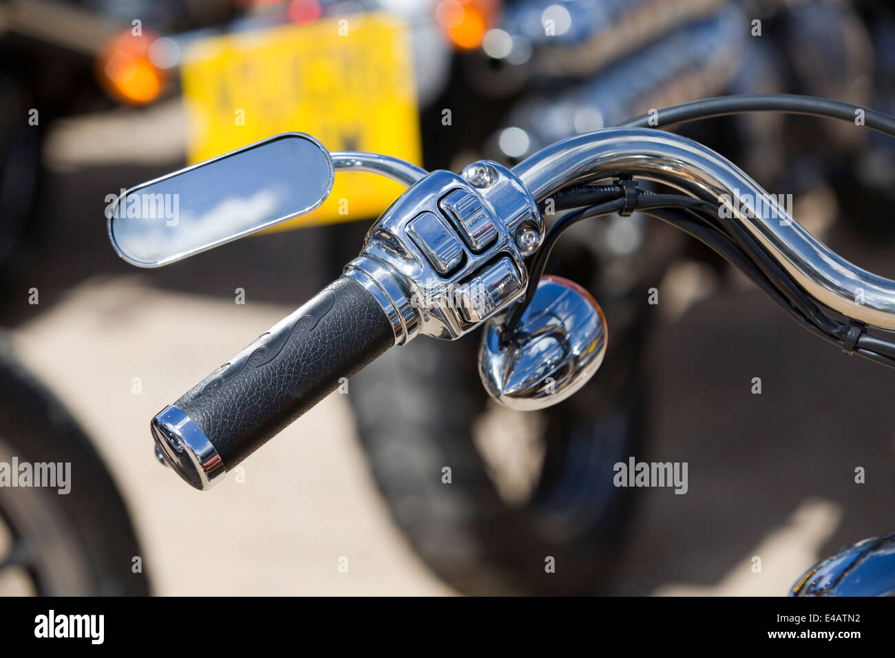 Harley davidson motorcycle rear view mirror hi-res stock photography ...