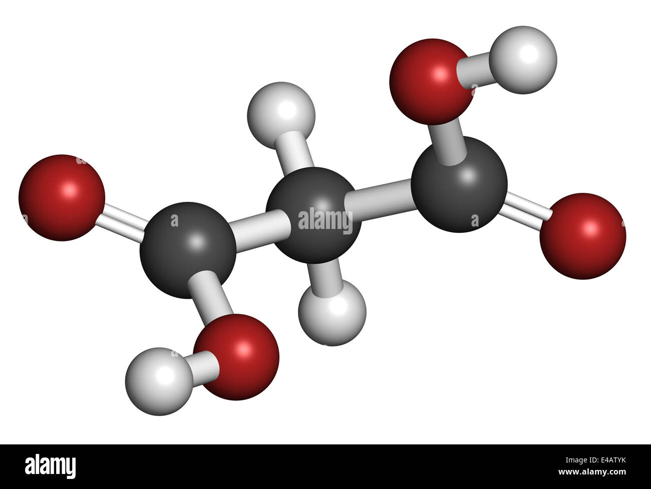 Malonic acid organic dicarboxylic acid molecule. Atoms are represented ...