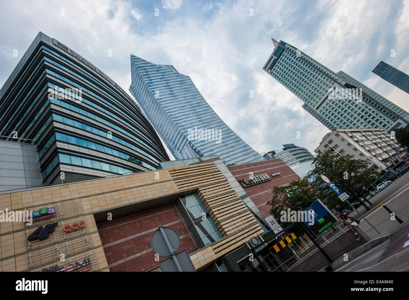 Shopping mall and office buildings in central Warsaw, Poland Stock ...