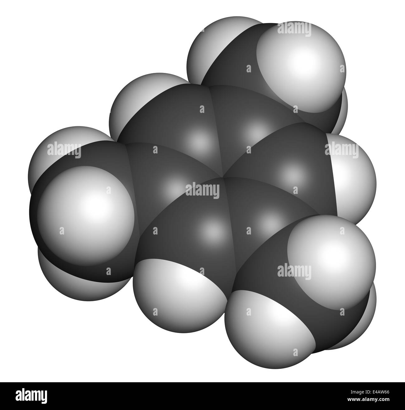 Mesitylene aromatic hydrocarbon molecule. Important solvent in chemical ...
