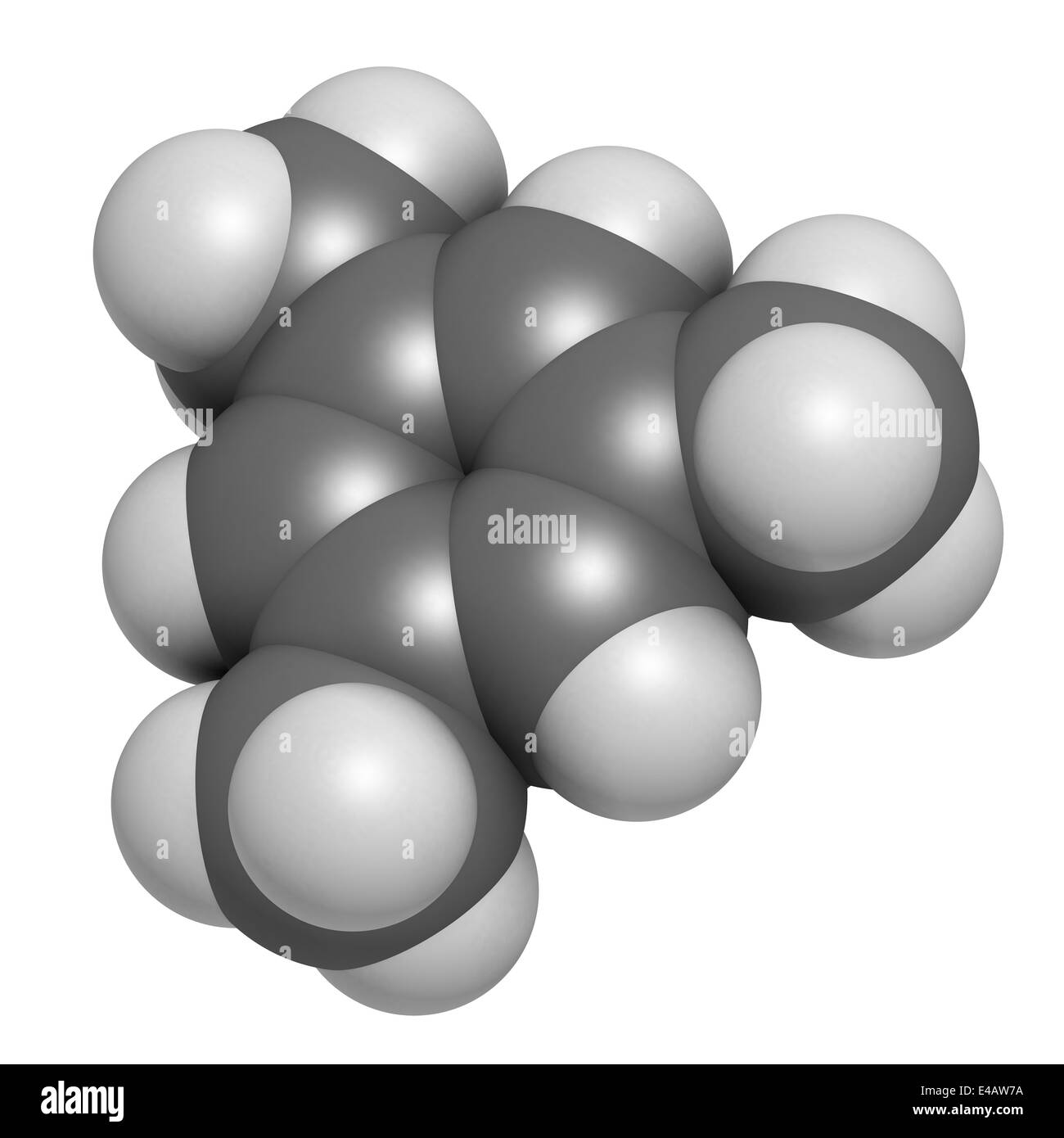 Mesitylene aromatic hydrocarbon molecule. Important solvent in chemical ...