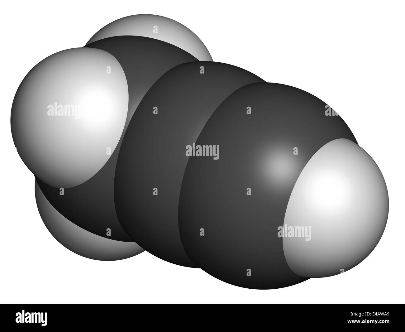 Methylacetylene (propyne) molecule. Used in welding gas and rocket fuel ...