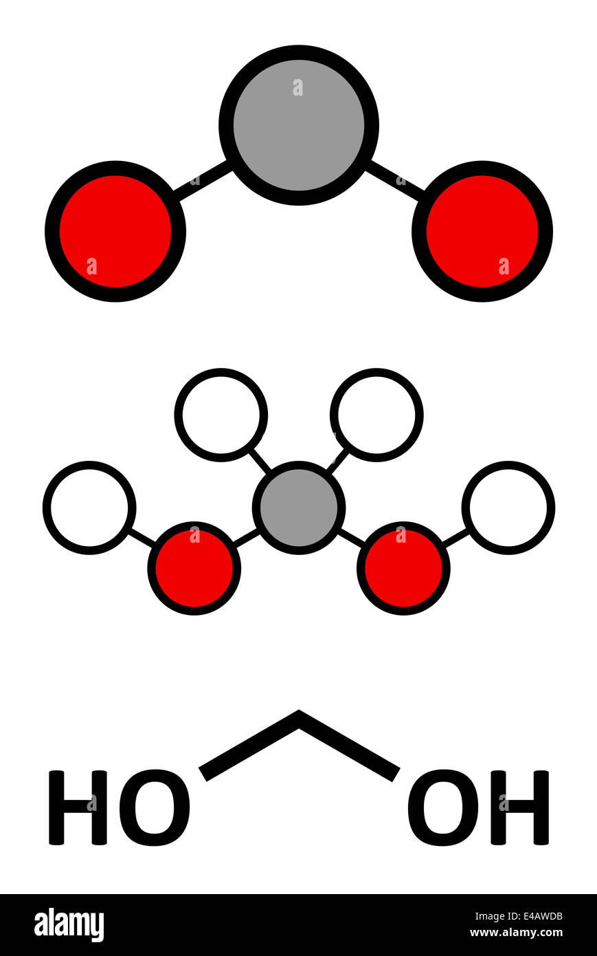 Methylene glycol (methanediol, formaldehyde monohydrate) molecule ...