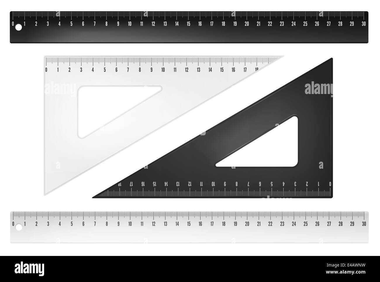 Triangle ruler measuring school Black and White Stock Photos & Images ...