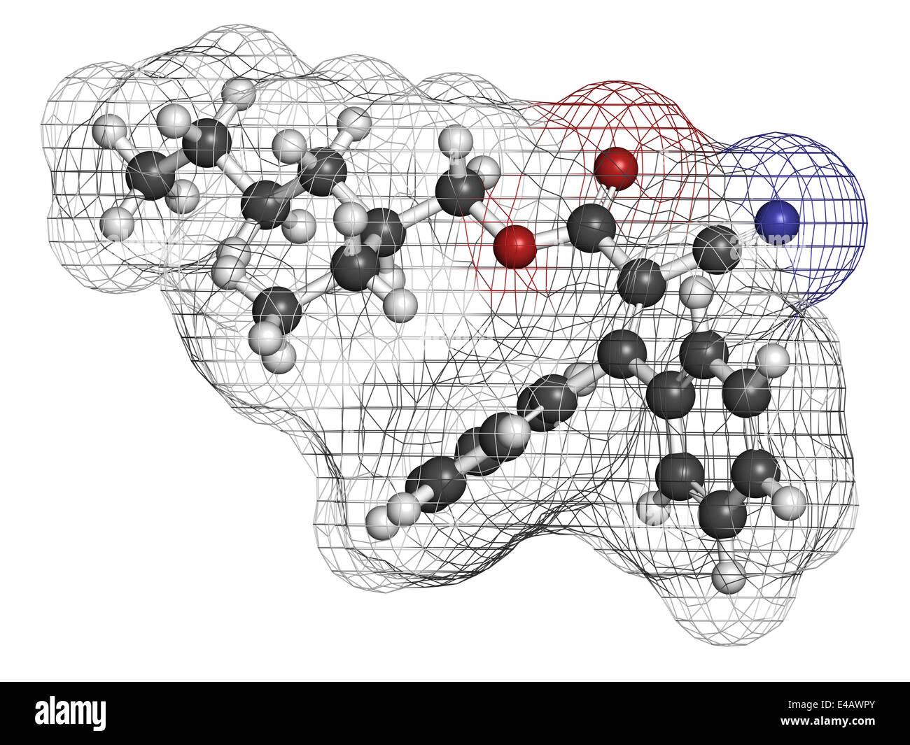 Octocrylene sunscreen molecule. Atoms are represented as spheres with ...