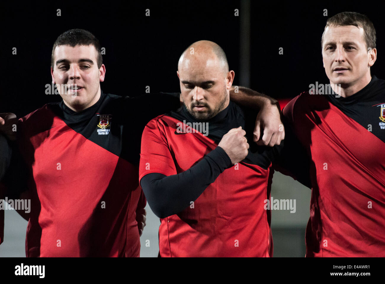 Gibraltar - Rugby players sing their national anthem before start of ...