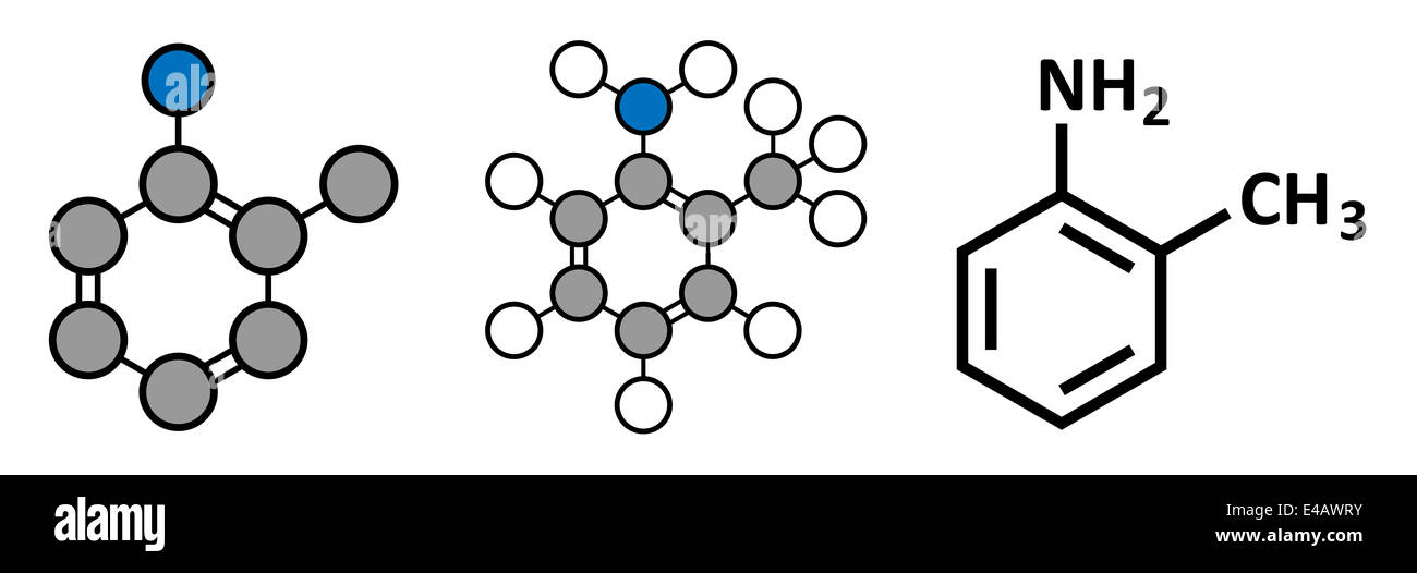 Toluidine (ortho-toluidine, 2-methylaniline) molecule. Suspected to be ...