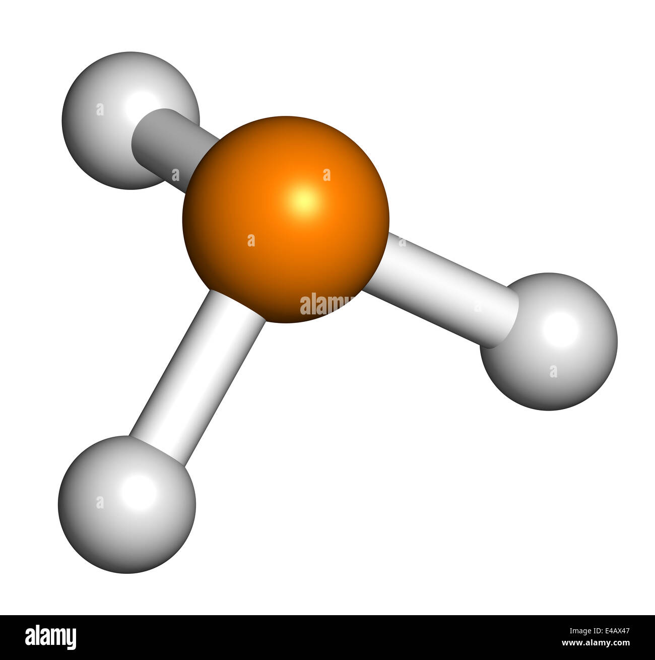Phosphine (phosphane, PH3) molecule. Used as reagent in chemistry and ...