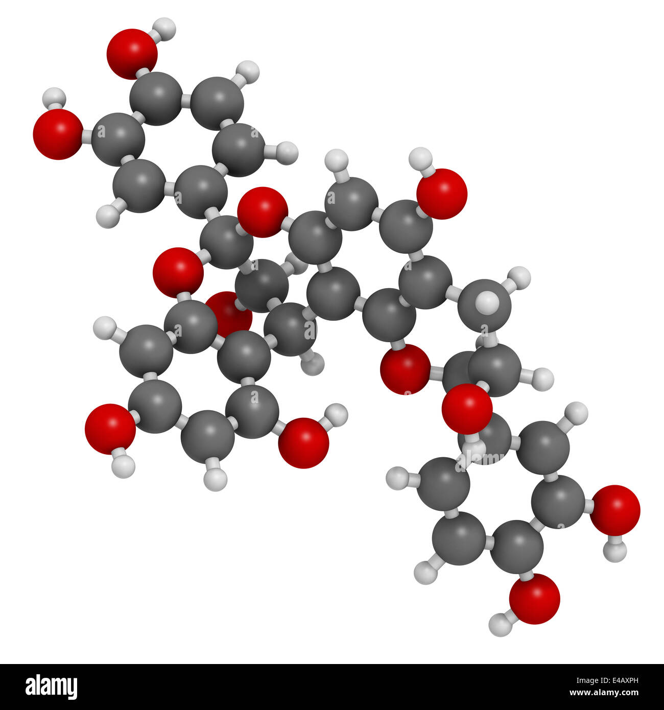Proanthocyanidin A2 (procyanidin A2, PAC A2) molecule. Present in ...