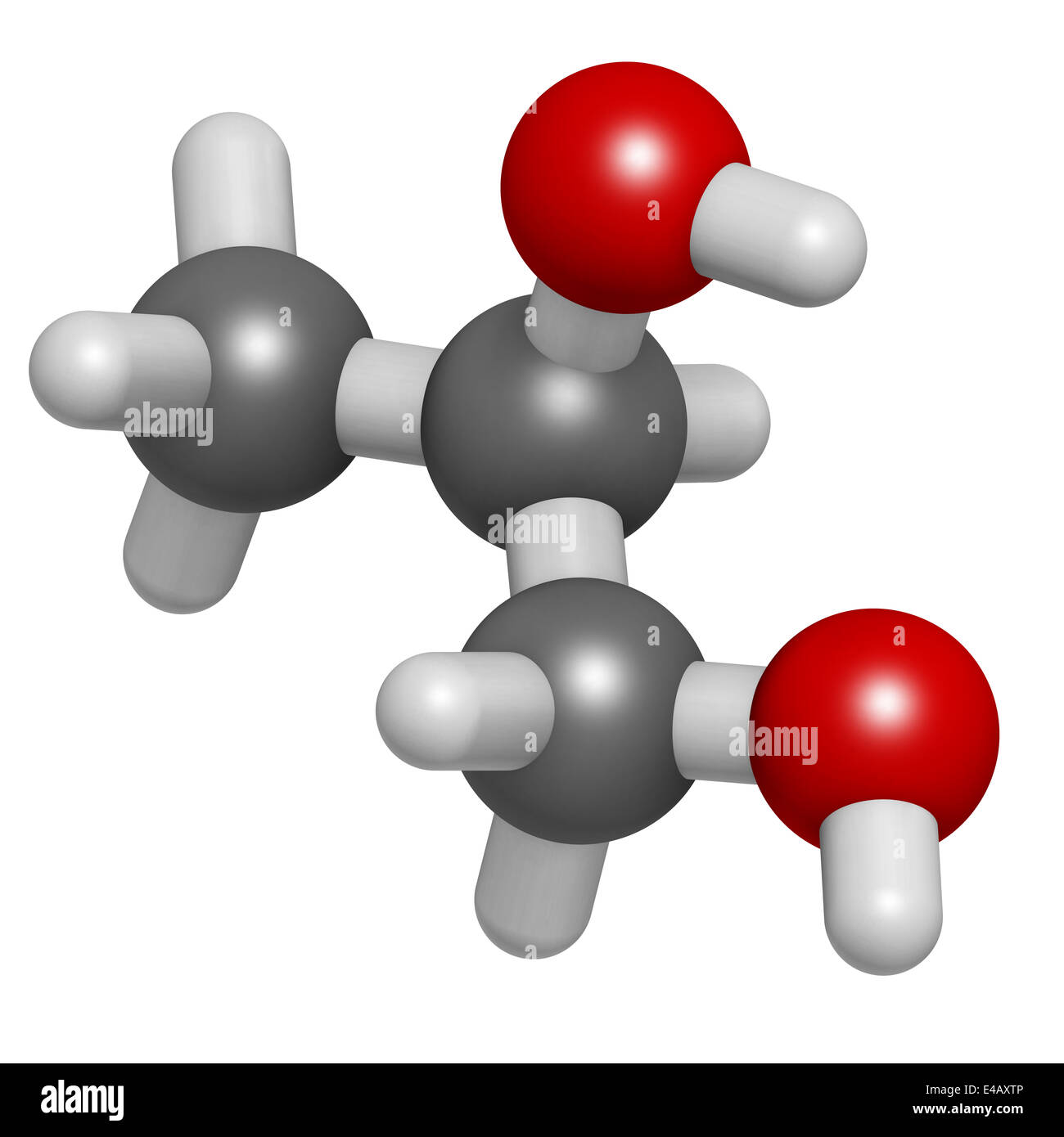Propylene glycol (1,2-propanediol) molecule. Used as solvent in ...
